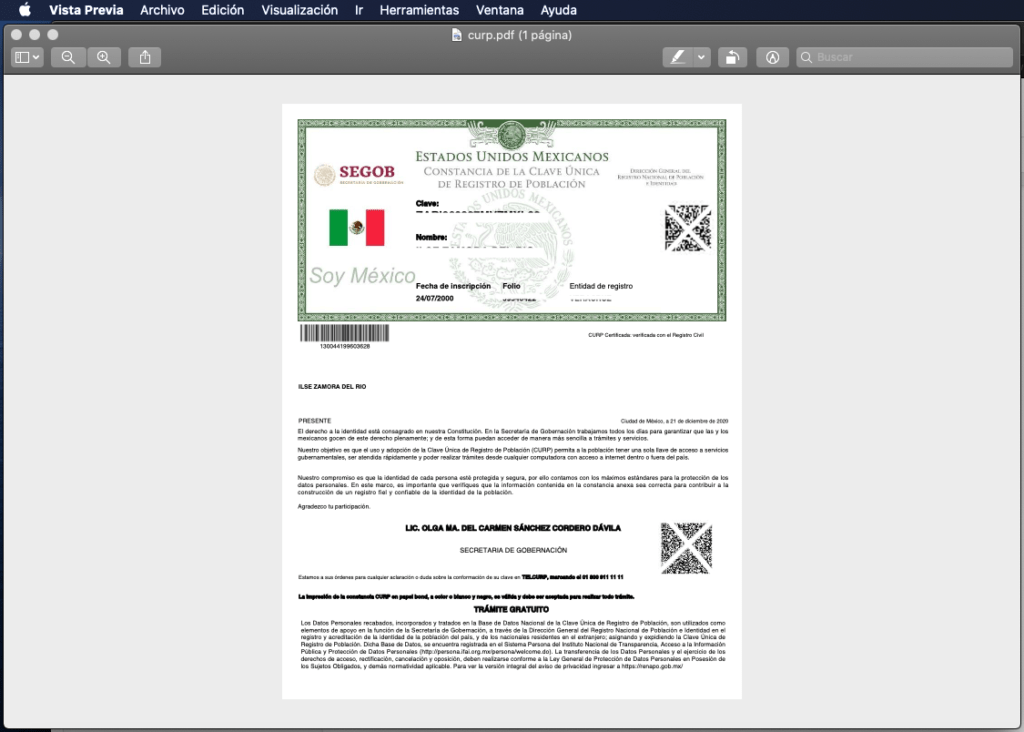 ¿Cómo imprimir mi CURP con el nuevo formato?